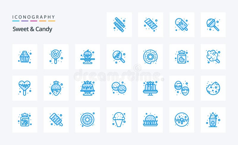 25 Sweet and Candy Blue Icon Pack Stock Vector - Illustration of ...