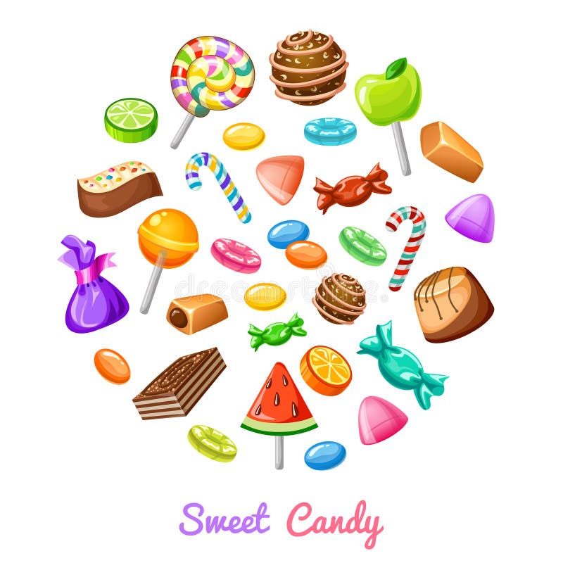 Sweet Candy Poster stock vector. Illustration of colorful - 71645130