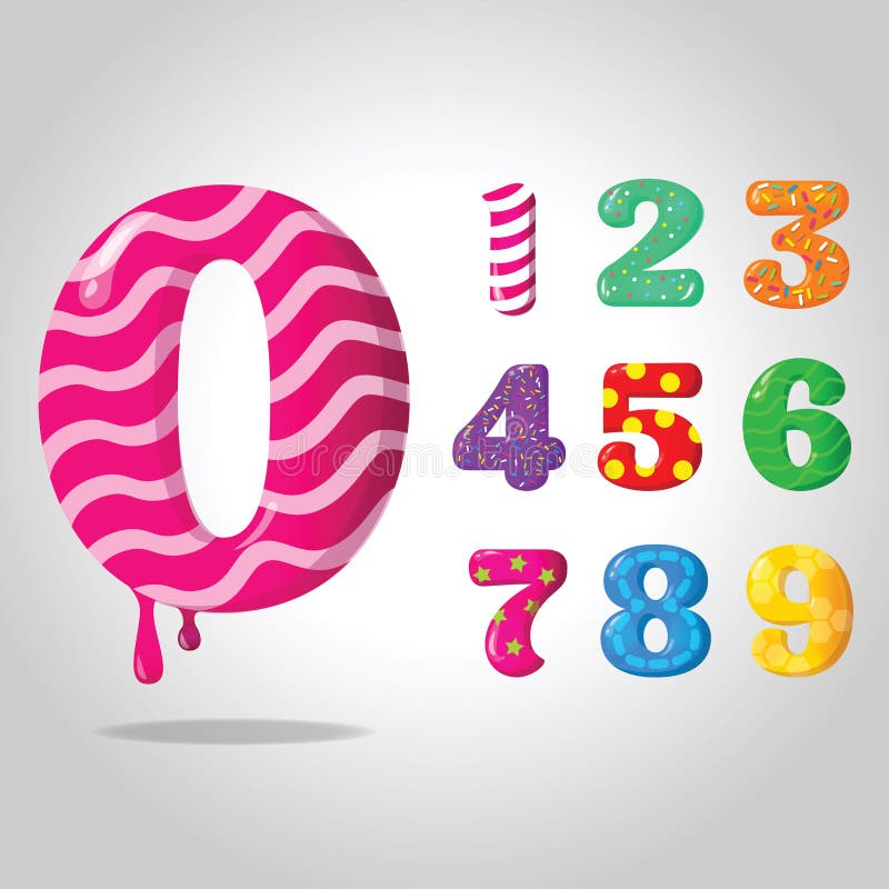 Sweet Candy Colourful Digits Stock Illustrations – 1 Sweet Candy ...
