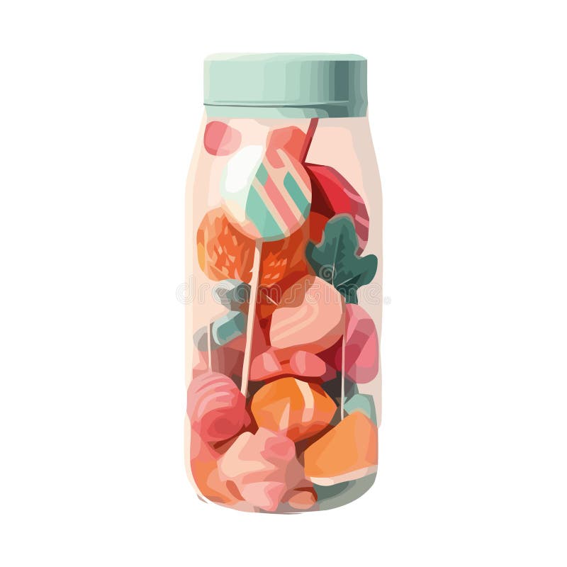 Sweet Candy Jar with Caramel Decoration Design Stock Vector ...
