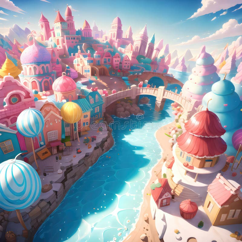 Sweet Candy Land. Cartoon Game Background. Stock Vector - Illustration ...