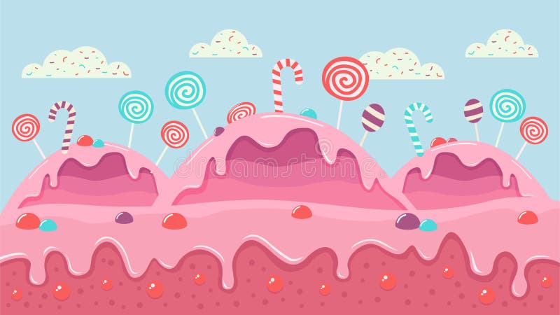 Sweet Candy Land with Cloud Background Stock Illustration ...
