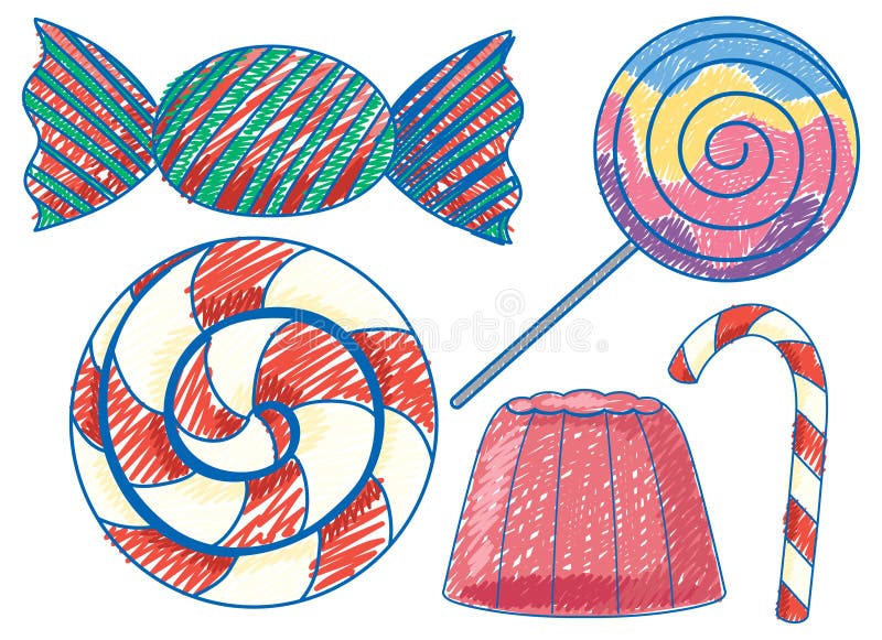 Sweet Candy in Pencil Colour Sketch Simple Style Stock Vector ...