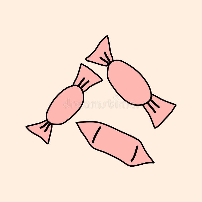 Sweet Candy in Wrap, Doodle Style Flat Vector Stock Vector ...