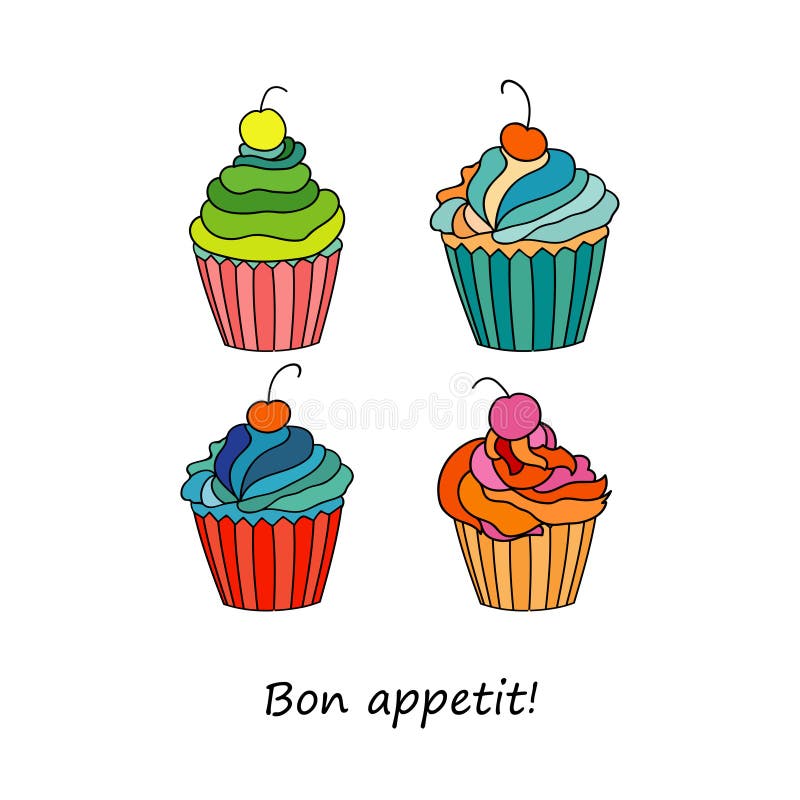 Sweet Cape Cakes Seamless Pattern on White Background. Stock ...