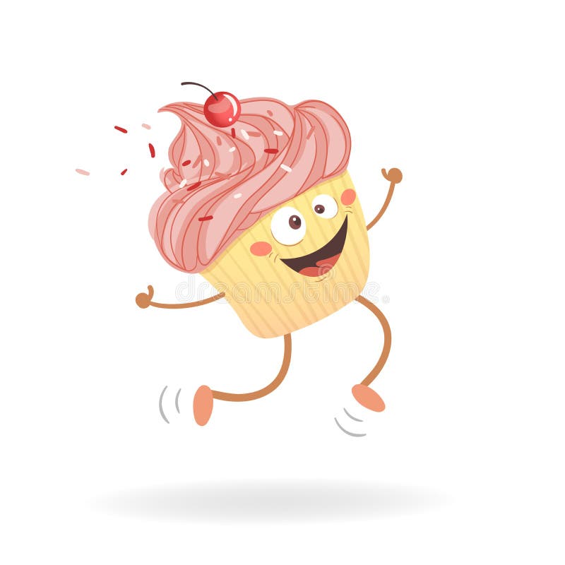 Happy Cupcake cartoon stock illustration. Illustration of cupcake ...