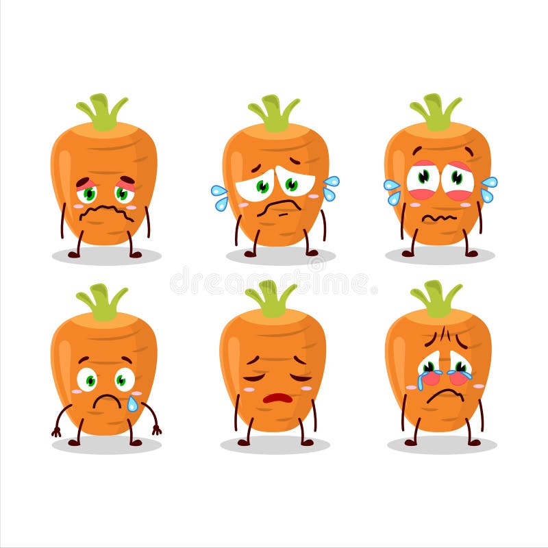 Sweet Carrot Cartoon Character with Sad Expression Stock Vector ...