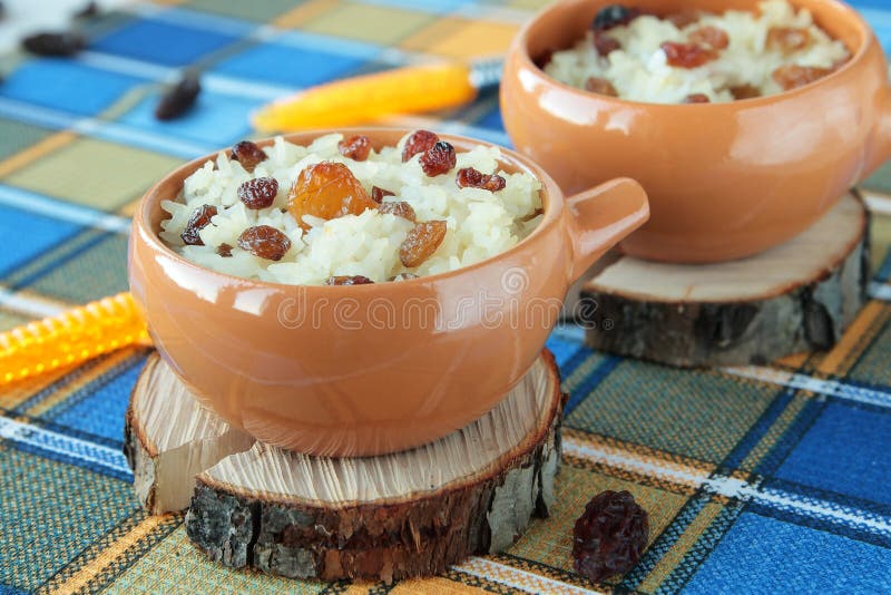 Sweet Casserole of Rice and Raisins Stock Photo - Image of sweet, white ...