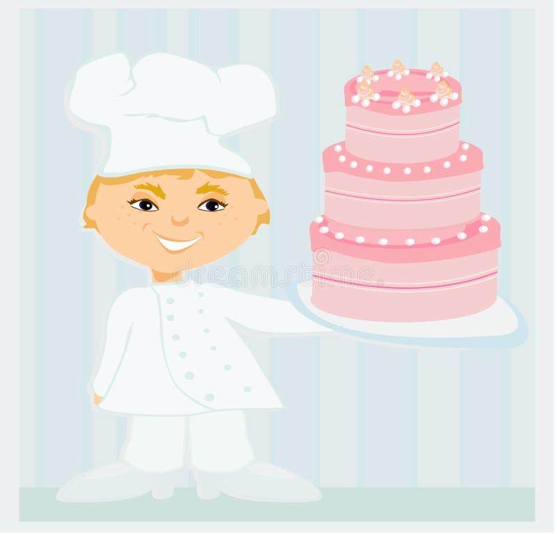 Sweet chef with cake stock illustration. Illustration of closeup - 27503650