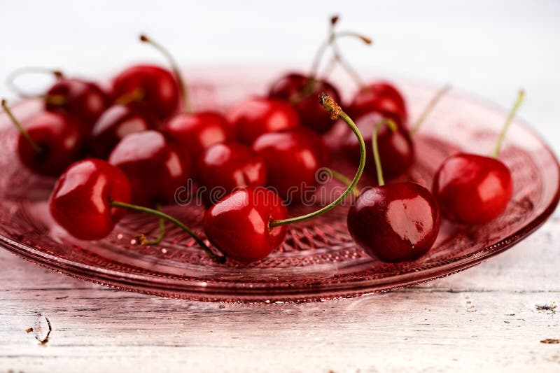 Sweet Cherries stock image. Image of cherries, plate - 143408981