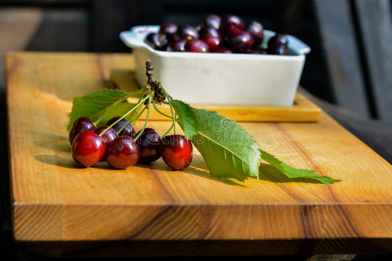 Sweet cherry on table stock image. Image of dessert - 326625933