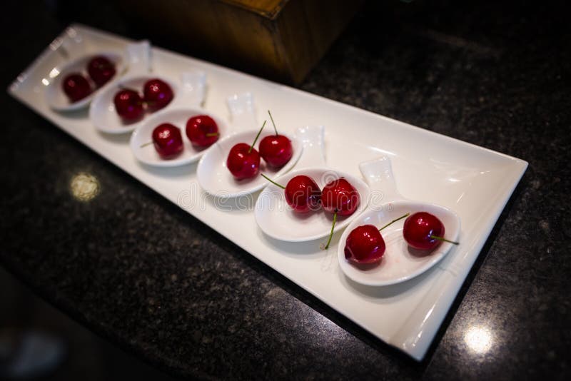 Sweet Cherry for Dessert Appetizer in Luxury Restaurant Stock Photo ...