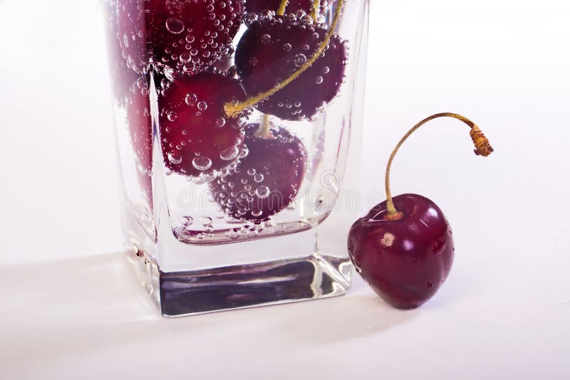 Red Cherry in Glass of Cool Water 2 Stock Photo - Image of pure ...