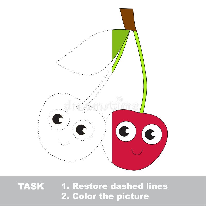 Cherry. Trace and Color the Picture. Educational Game for Children ...