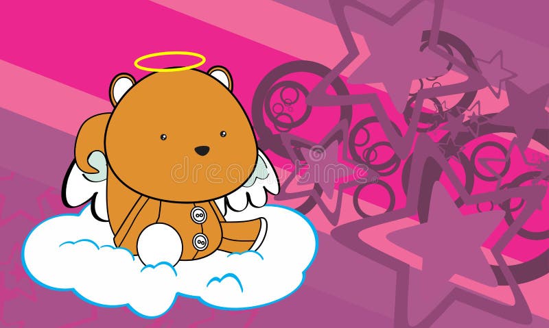 Sweet Cherub Bull Angel Cartoon Background Stock Vector - Illustration ...