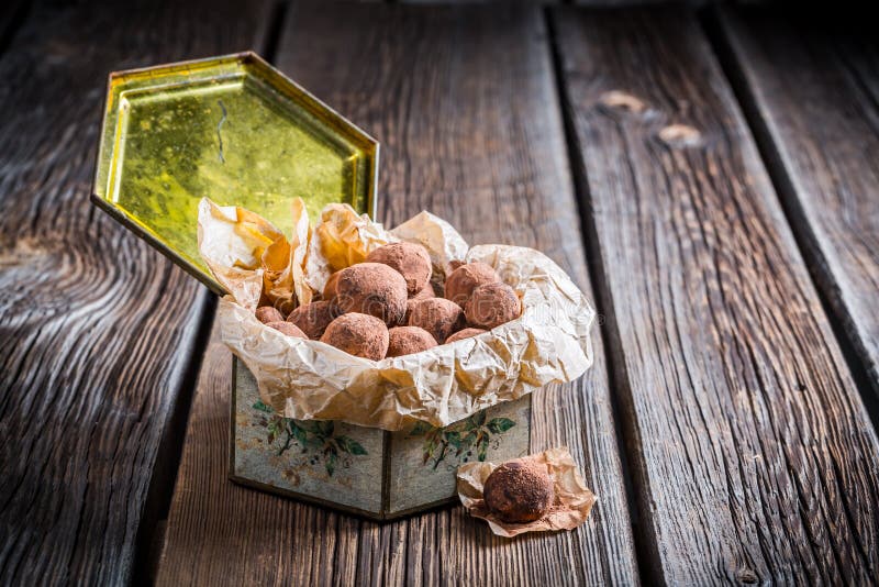 Sweet Chocolate Balls in White Box Stock Image - Image of truffles ...