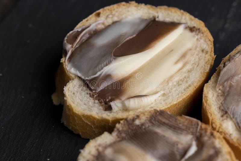 Sweet Chocolate Butter Spread on a Baguette Stock Photo - Image of ...