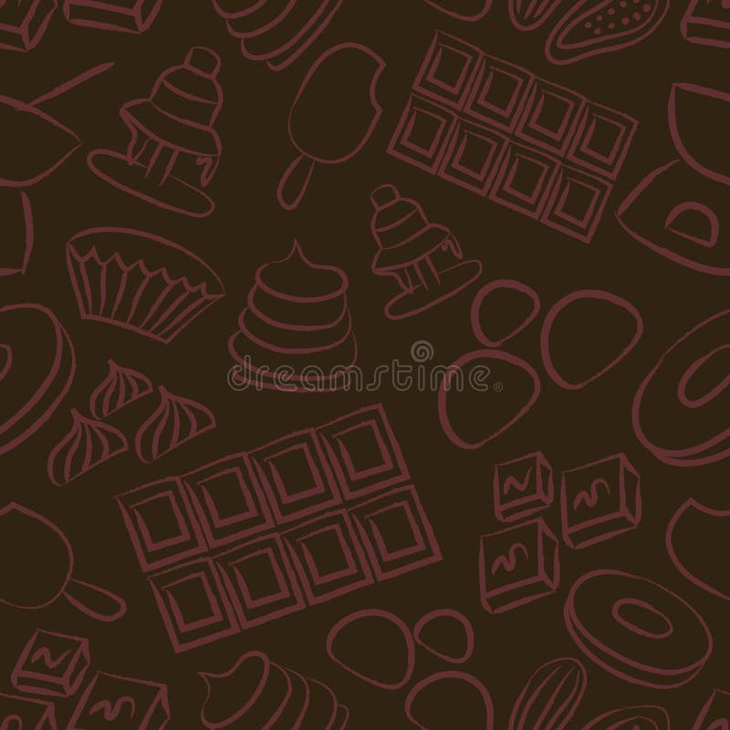 Sweet Chocolate Doodle Sketch Icons Seamless Pattern Stock Vector ...