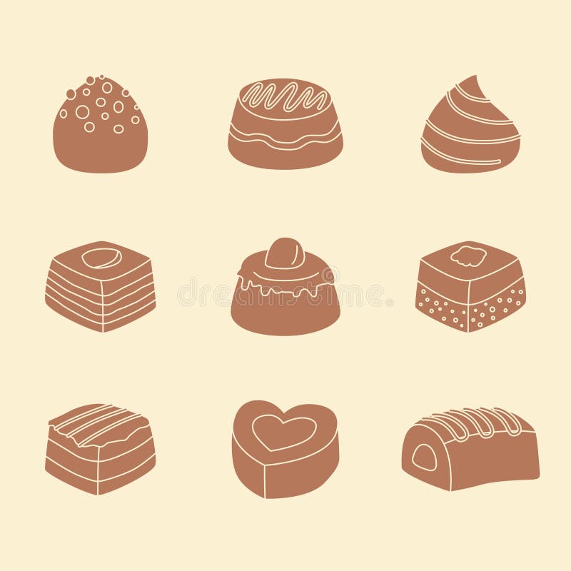 Sweet Chocolate Icons Set 05 Stock Vector - Illustration of square ...