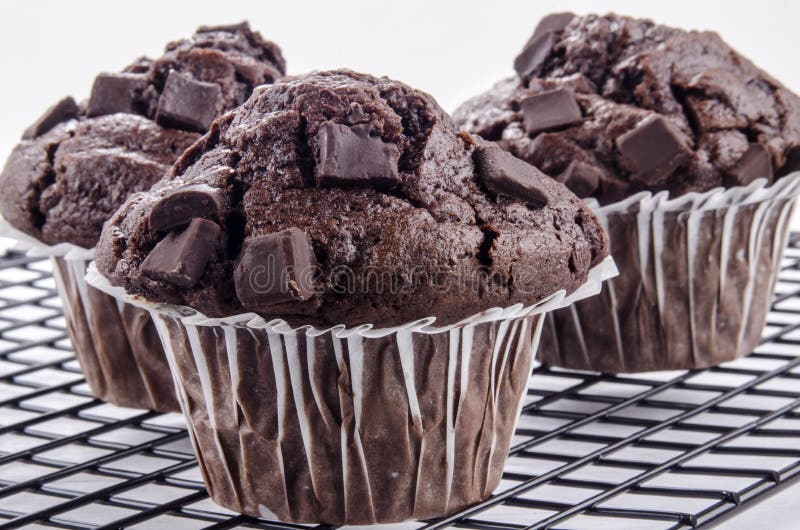 Sweet Chocolate Muffin on a Cooking Rack Stock Photo - Image of ...
