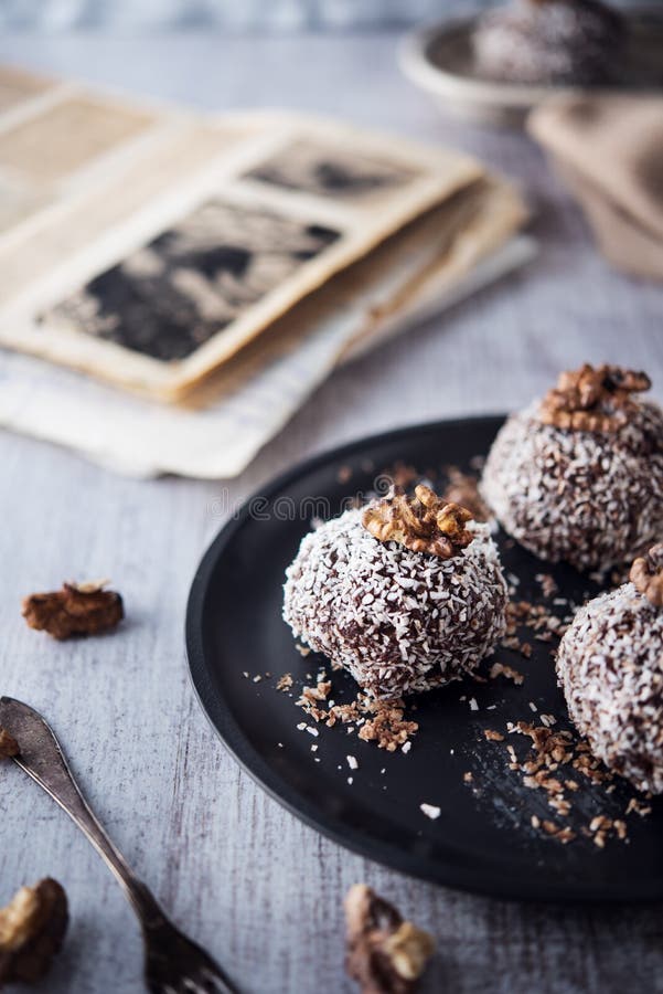 Sweet chocolate truffles stock image. Image of confection - 85748929