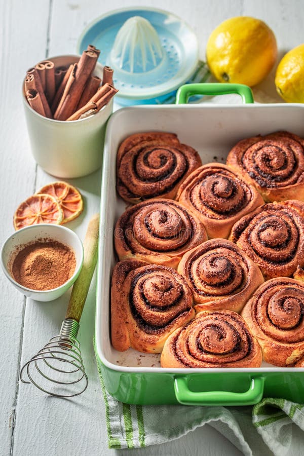 Sweet Cinnamon Rolls As Swedish Classic Dessert Stock Photo - Image of ...