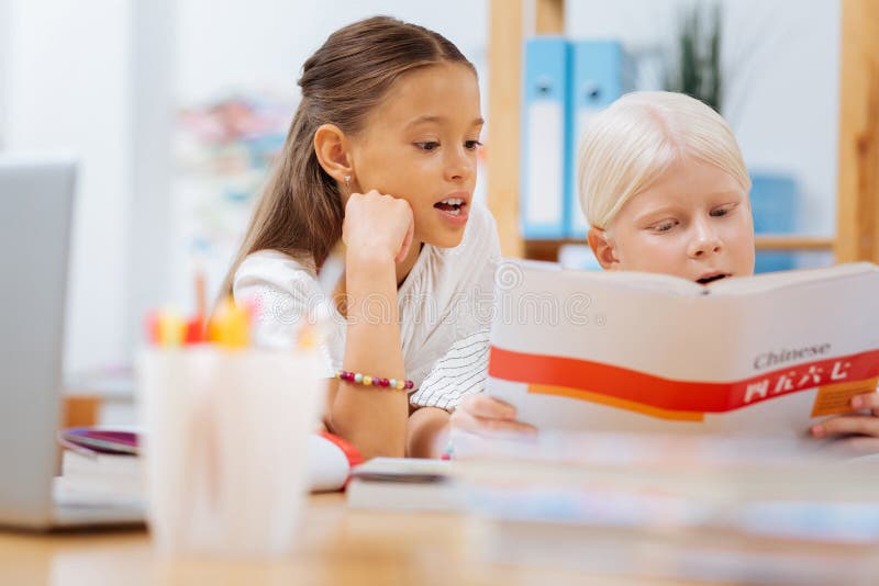 Sweet Clever Children Spending Time on Studying Stock Image - Image of ...