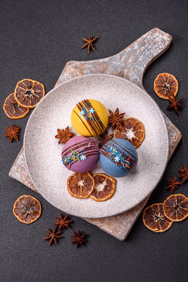 Sweet Cocoa Bombs with Marshmallows and Chocolate Stock Photo - Image ...