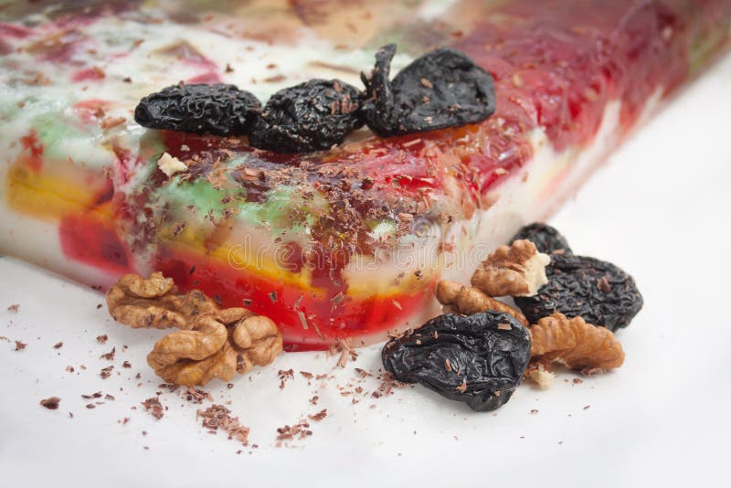 Sweet Cold Red Jelly Pie with Prune Stock Image - Image of fruit, light ...