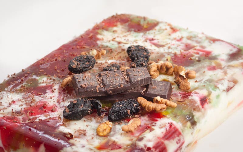 Sweet Cold Red Jelly Pie with Prune Stock Photo - Image of fruits, leaf ...