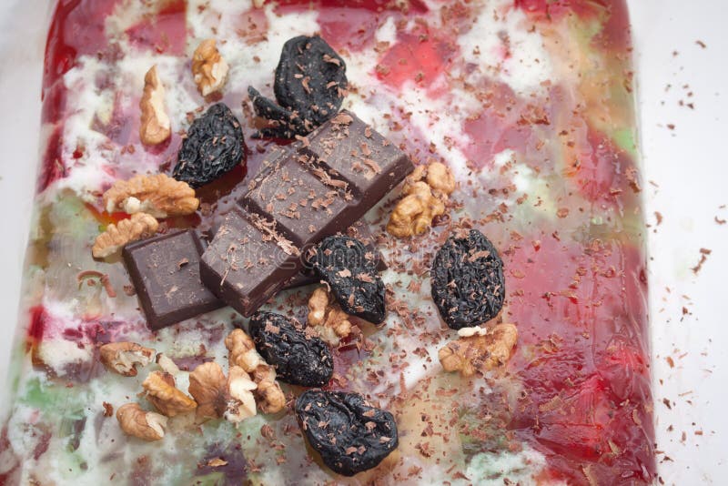 Sweet Cold Red Jelly Pie with Prune Stock Image - Image of isolated ...