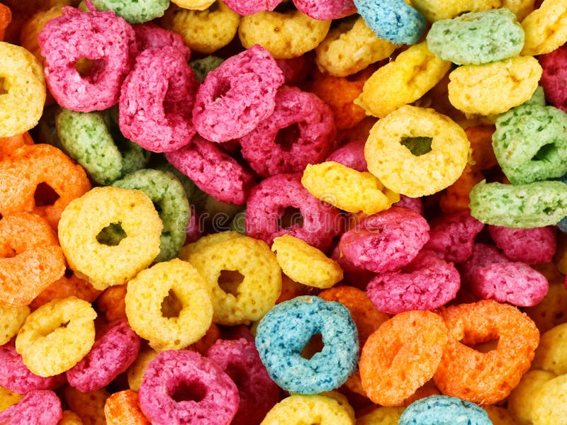 Sweet Colorful Cereal Rings on a White Plate Stock Photo - Image of ...