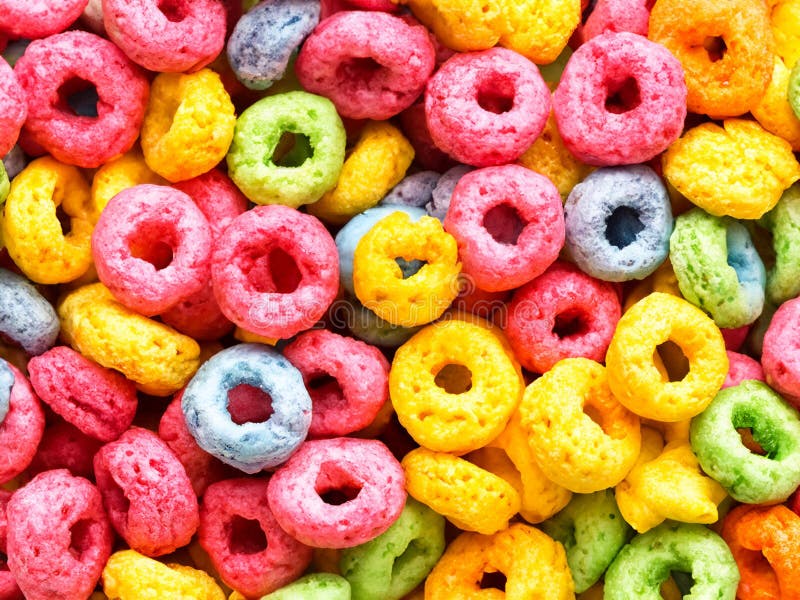 Sweet Colorful Cereal Rings on a White Plate Stock Image - Image of ...