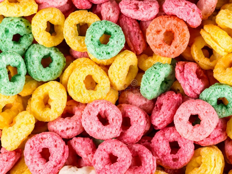 Sweet Colorful Cereal Rings on a White Plate Stock Image - Image of ...