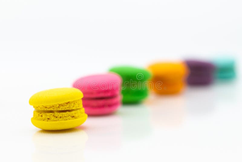 Sweet and Colourful Macaroons on White Background, Dessert Stock Image ...