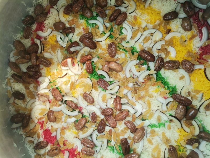 Sweet Colourfull Rice with Dry Fruit Stock Image - Image of colourfull ...