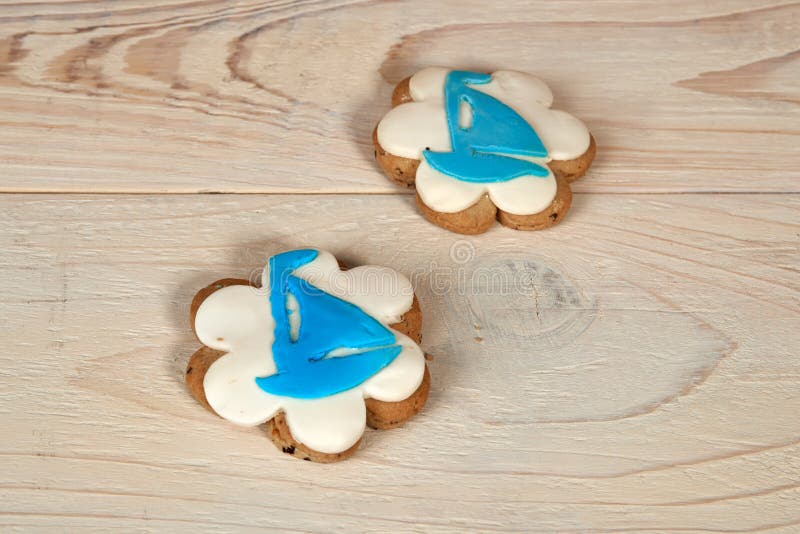 Sweet Cookies with a Blue Ship Stock Image - Image of unhealthy ...