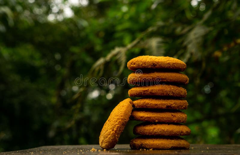 Sweet Cookies Stacked Together on a Table Stock Image - Image of crispy ...