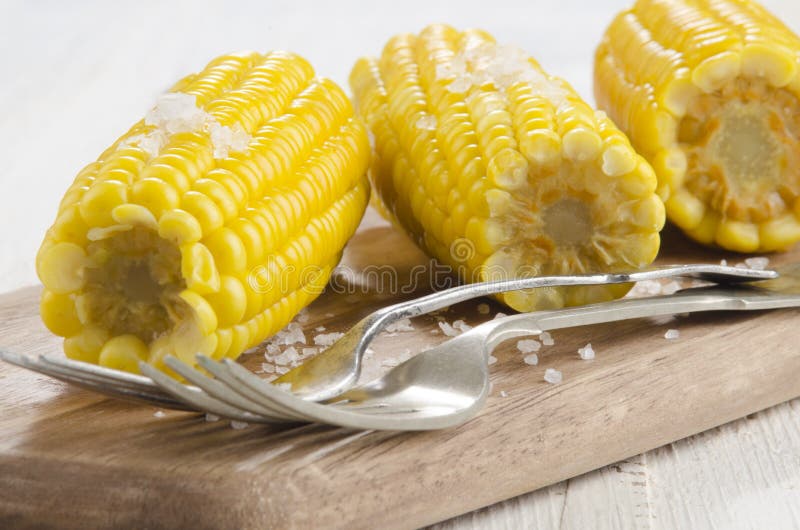 Sweet Corn with Coarse Salt Stock Image - Image of tasty, coarse: 42643995