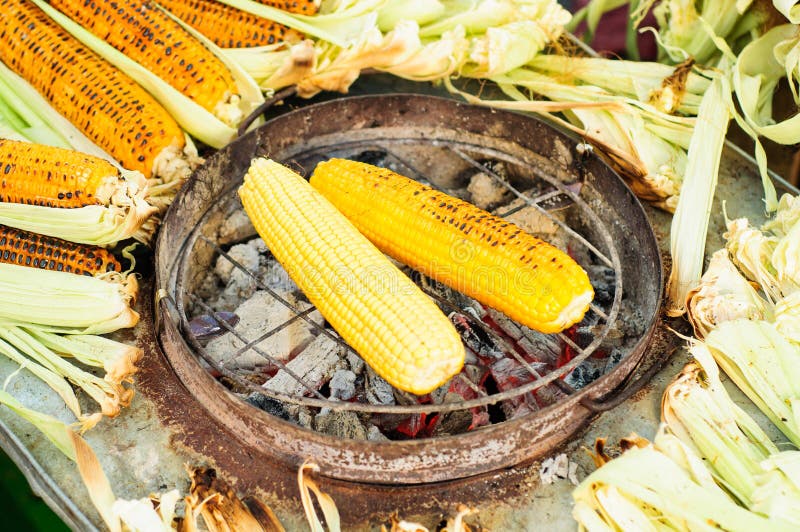 Sweet Corn on Fire stock photo. Image of bazaar, corns - 44403308
