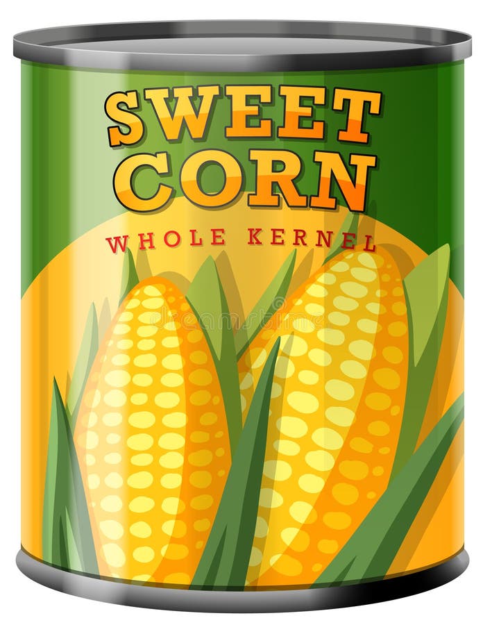 Sweet Corn in Food Can with Label Isolated Stock Vector - Illustration ...