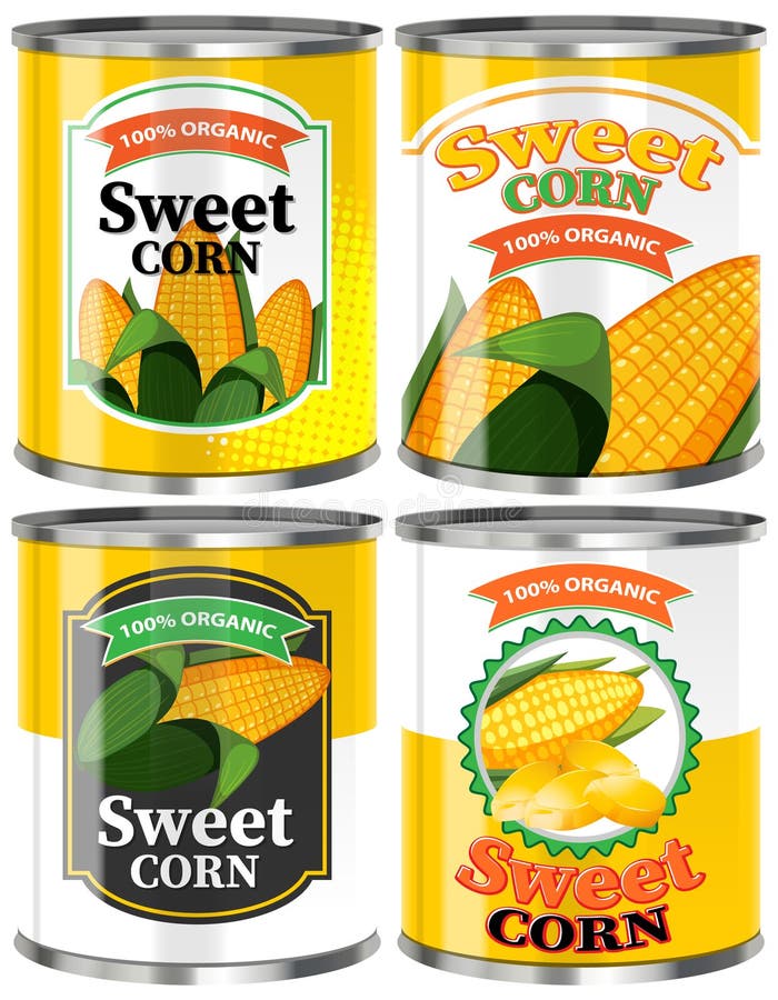 Sweet Corn Food Cans Collection Stock Vector - Illustration of design ...