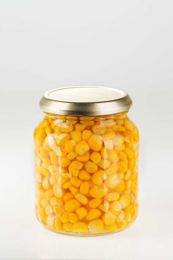 Sweet Corn in Glass Jar on White Stock Image - Image of sweet ...