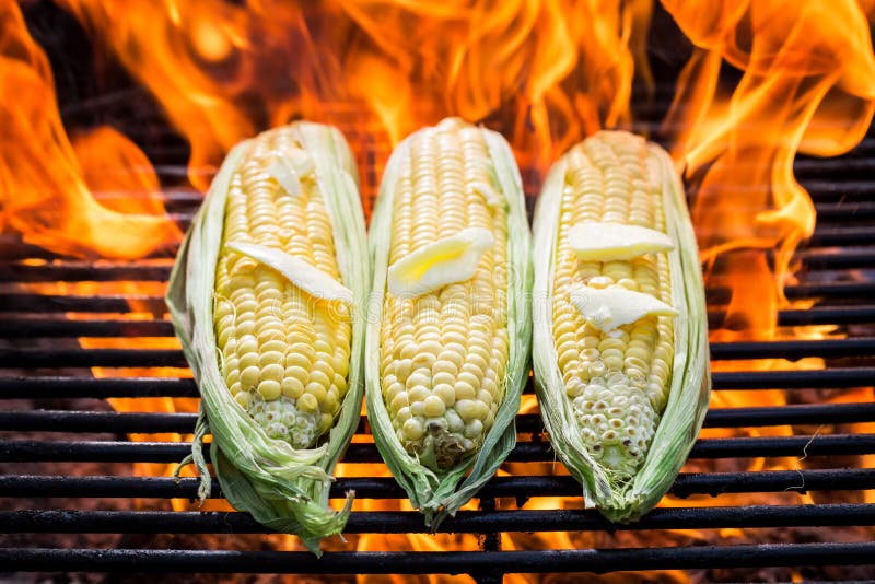 Sweet Corn on Grill with Butter and Salt Stock Image - Image of meal ...