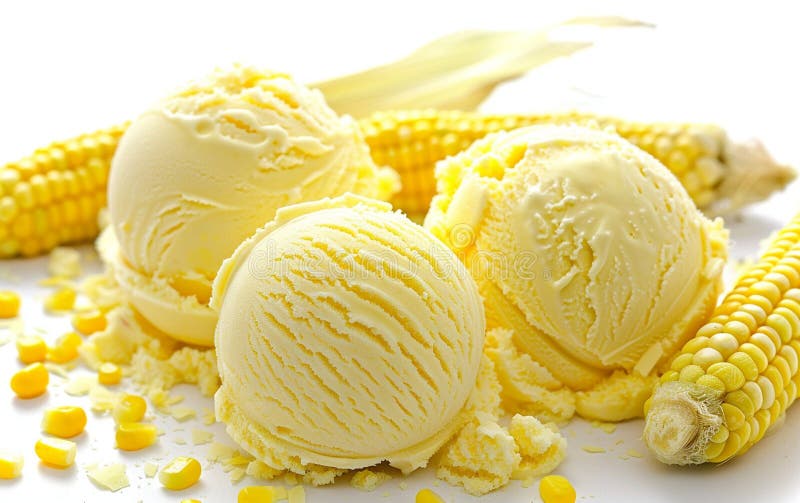 Sweet Corn Ice Cream Highlighted Against White -Generative Ai Stock ...