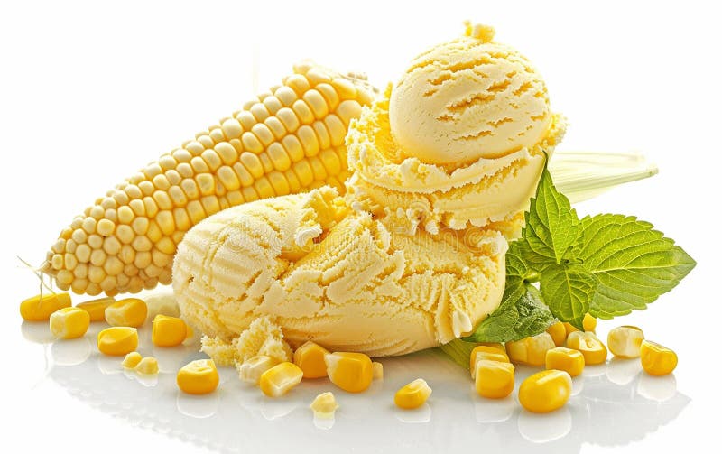 Sweet Corn Ice Cream on a White Backdrop -Generative Ai Stock Image ...
