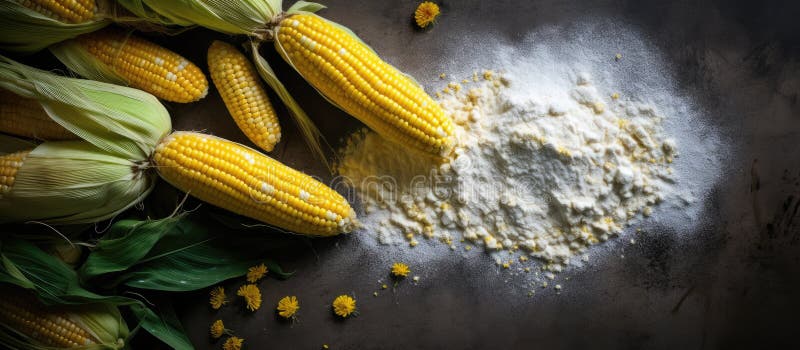 Sweet Corn Kernels and Corn on the Cob Displayed on a Table Stock Photo ...
