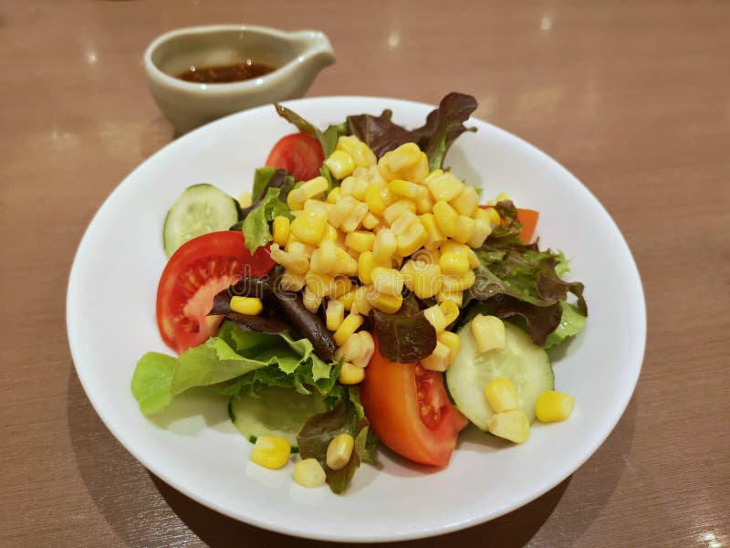 Sweet Corn Salad with Japanese Sesame Sauce Stock Image - Image of ...