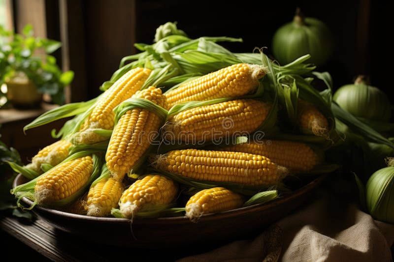 Sweet Corn Shot Up Shot To a Stock Illustration - Illustration of corn ...