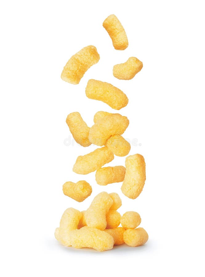 Sweet Corn Sticks Falling Down on a White Background Stock Image ...